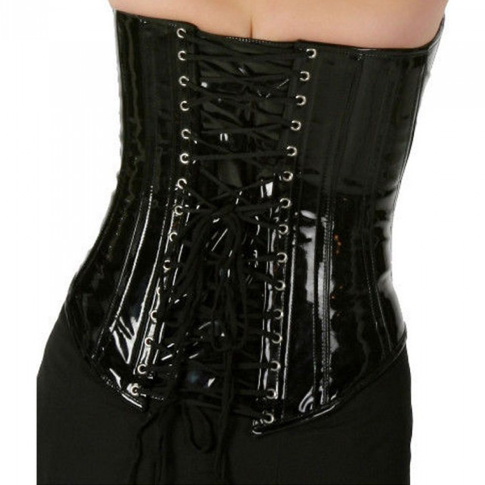 Women PVC Vinyl Victorian Vintage Corset Heavy Duty Steel Boned